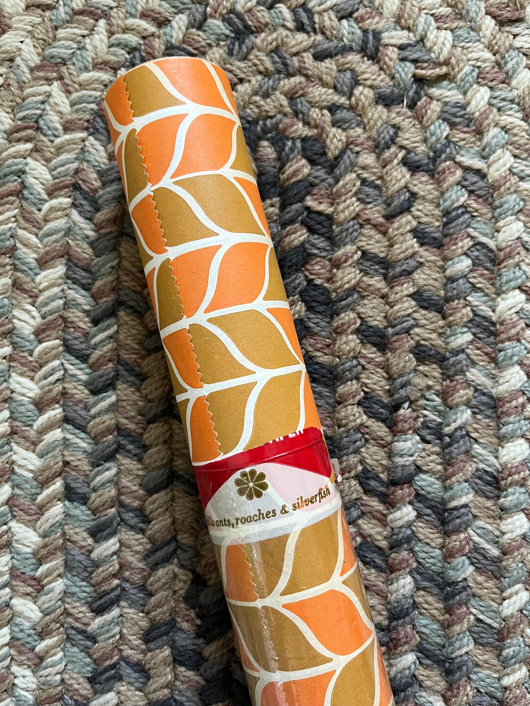 Vintage 70s Retro No Bugs M'lady Orange Brown Geometric Shelf Drawer ...