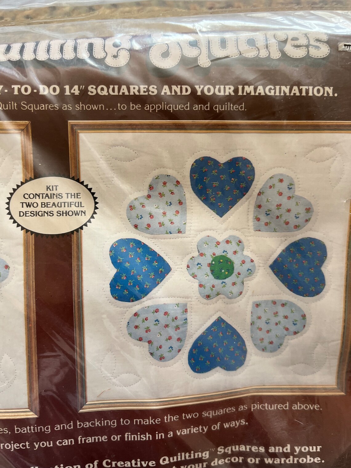 Vintage 80s Paragon Creative Quilting Squares Kit Blue Hearts and ...
