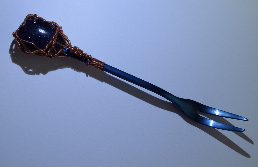 Blue Goldstone Bident / Fork - Etsy