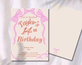 Teen Birthday Invitation Template Party Simple Customizable Tween ...