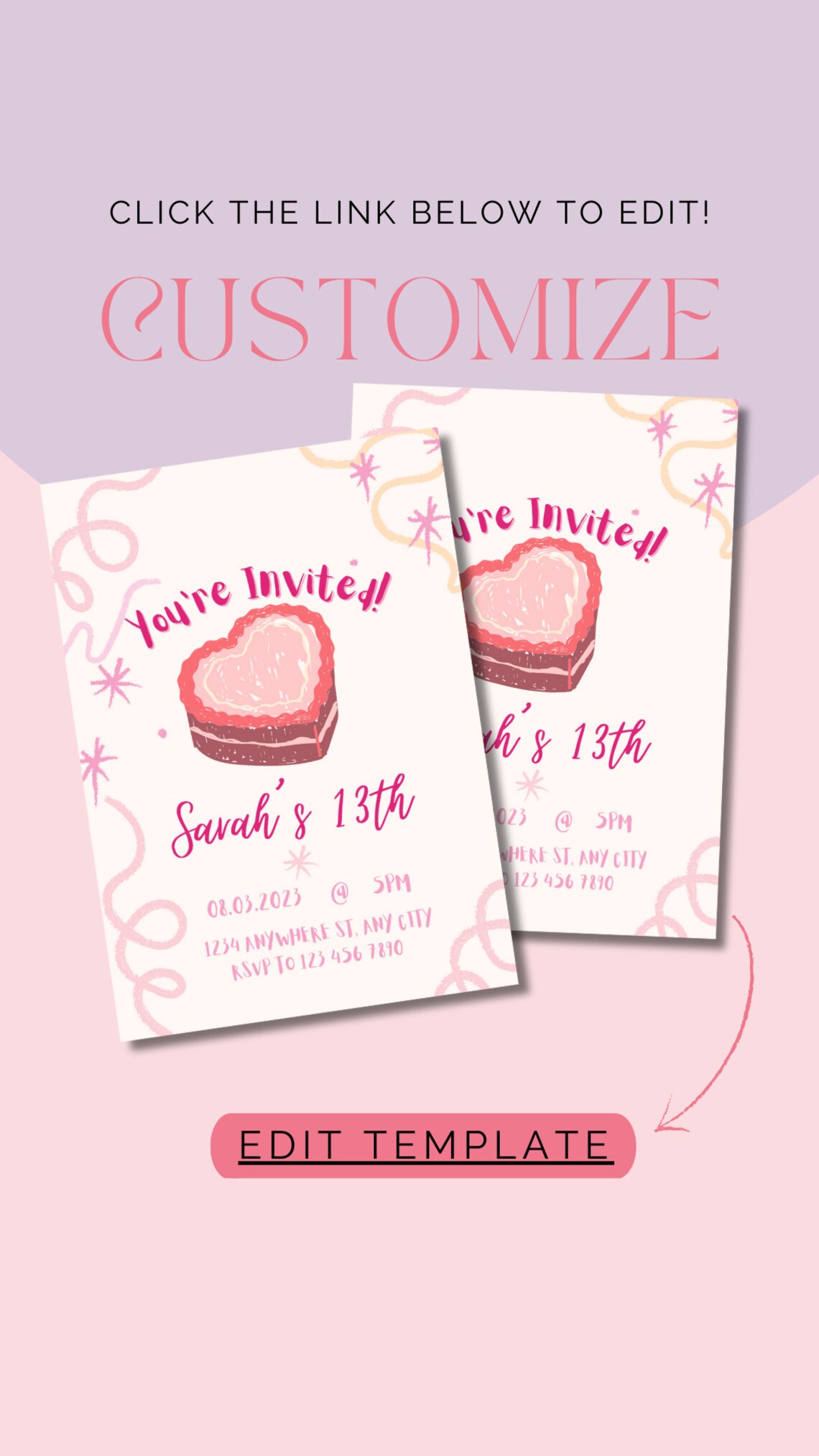 Teen Birthday Invitation Template Party Simple Customizable Tween ...