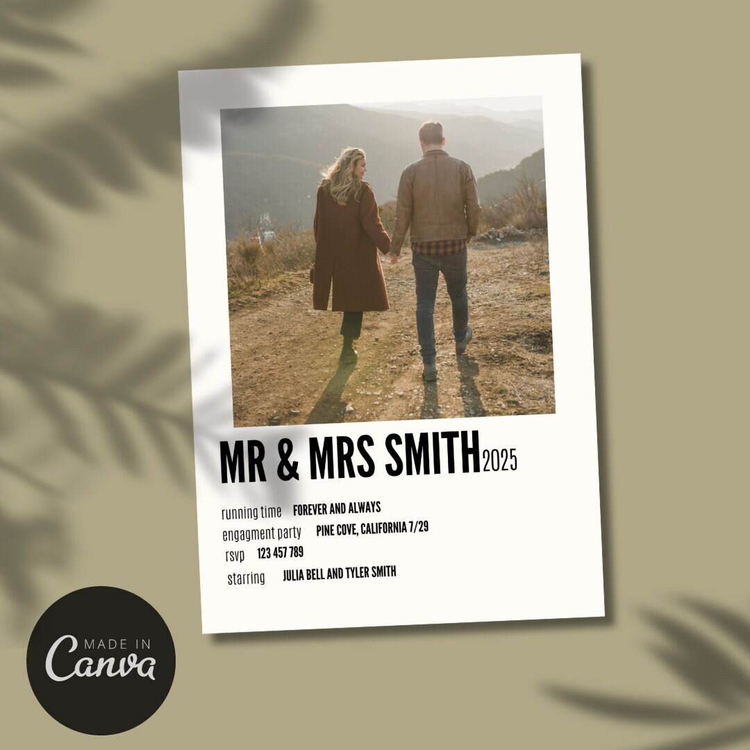 Movie Themed Wedding Invitation Template Engagement Party Invite Unique ...