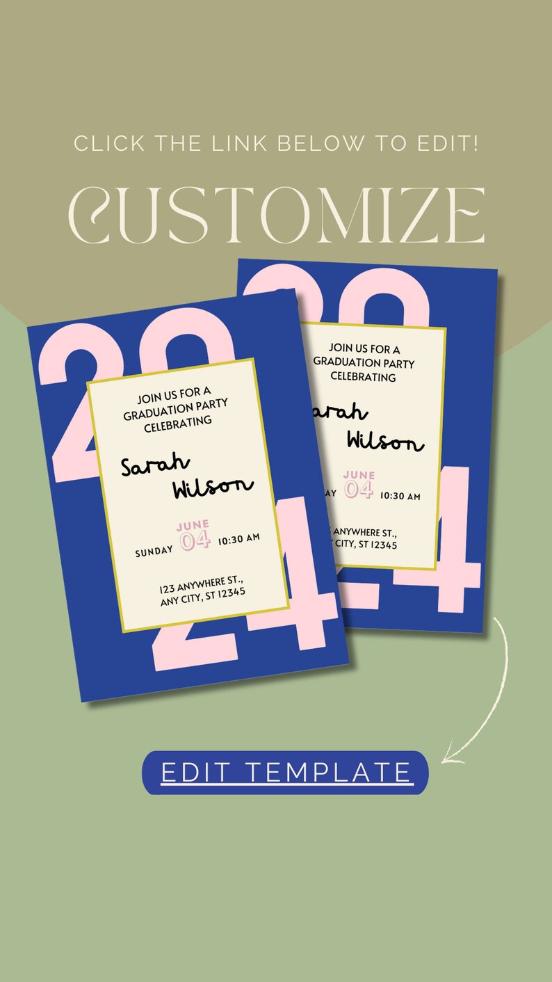 Graduation Announcement Template Invitation 2024 Party Digital Grad ...