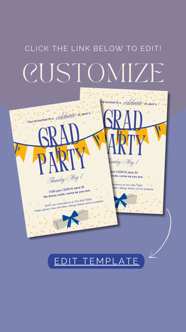 Graduation Invitation 2024 Party Digital Grad Announcement Class of 24 ...