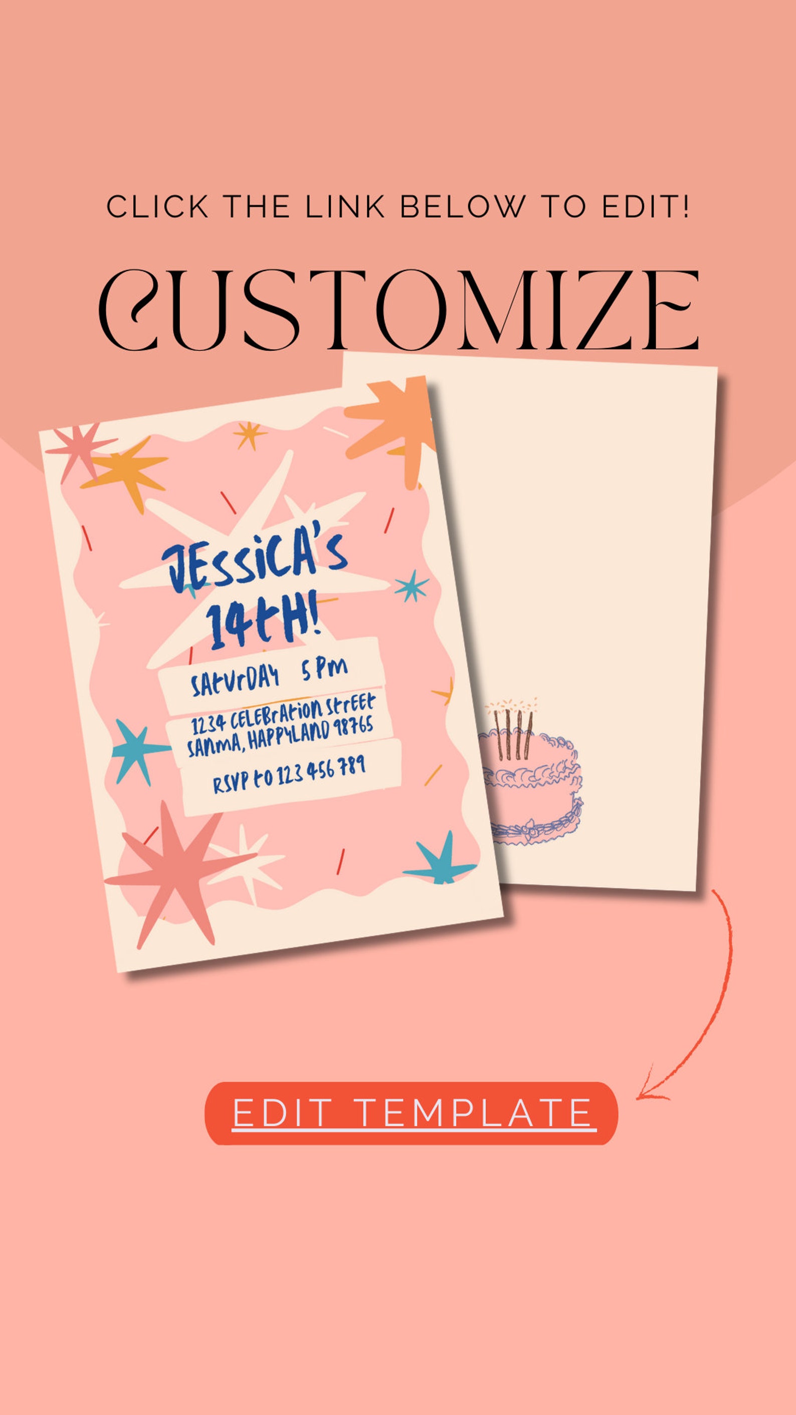 Teen Birthday Invitation Template Party Simple Customizable Tween ...