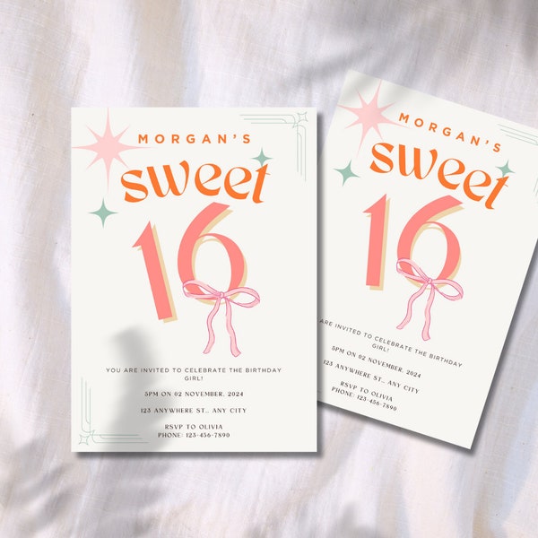 Aesthetic Sweet 16 Invitation - Etsy