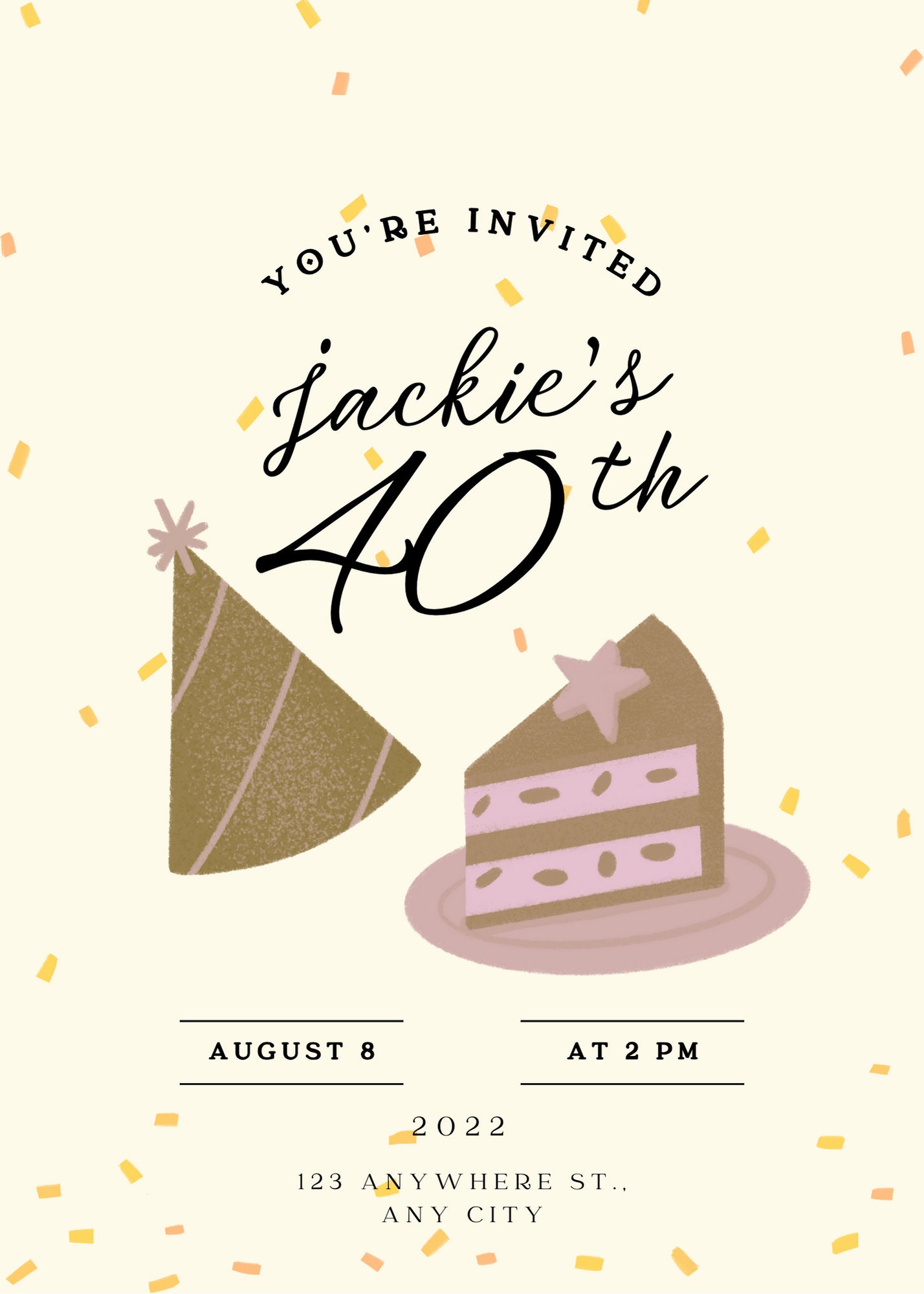 40th Birthday Invitation Forty Simple Bday Invite Minimalist, Custom ...
