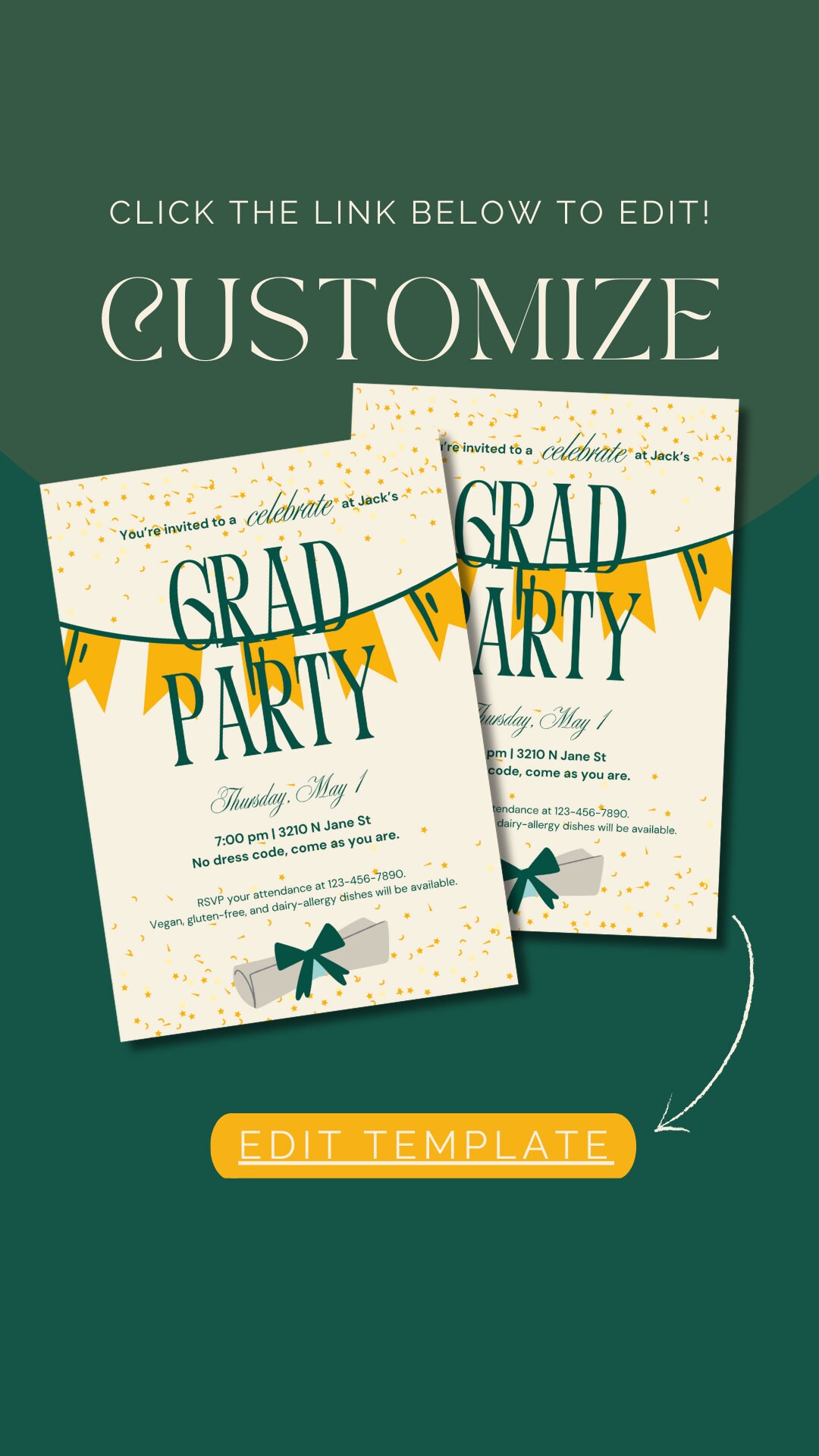 Graduation Invitation 2024 Party Digital Grad Announcement Class of 24 ...