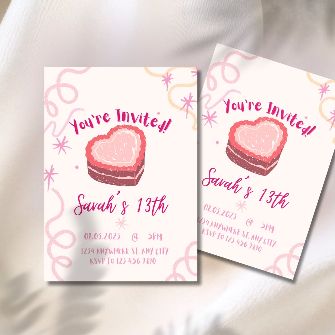 Teen Birthday Invitation Template Party Simple Customizable Tween ...