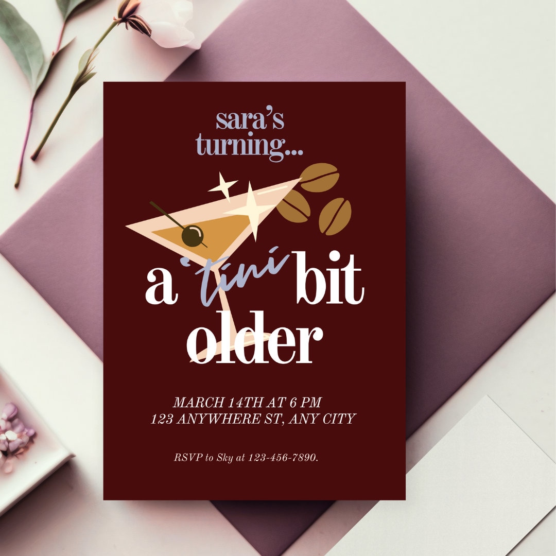 30th Birthday Invitation, Espresso Martini Trendy Invite for 30th Bday ...