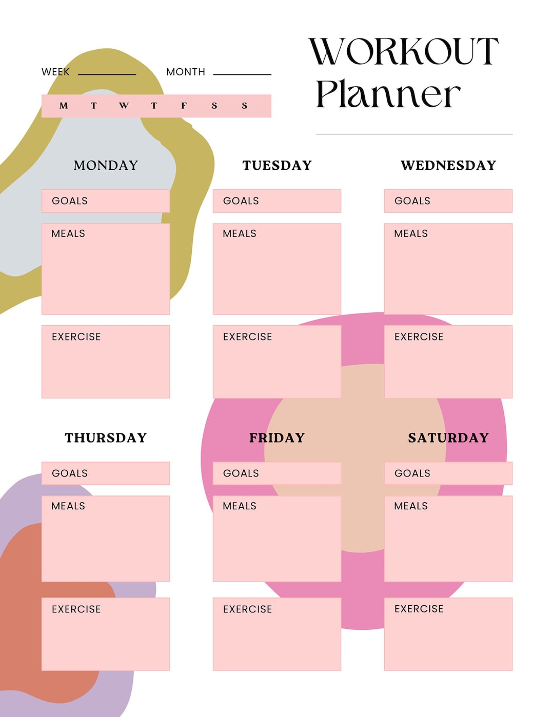 Editable Workout Planner Women Simple Exercise Template Digital ...