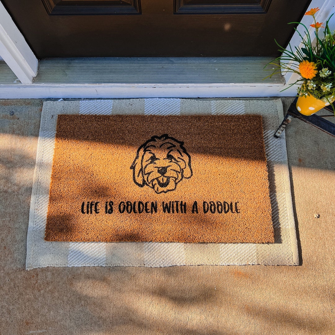 Life is Golden With a Doodle | Golden Doodle Doormat | Dog Mom Porch ...