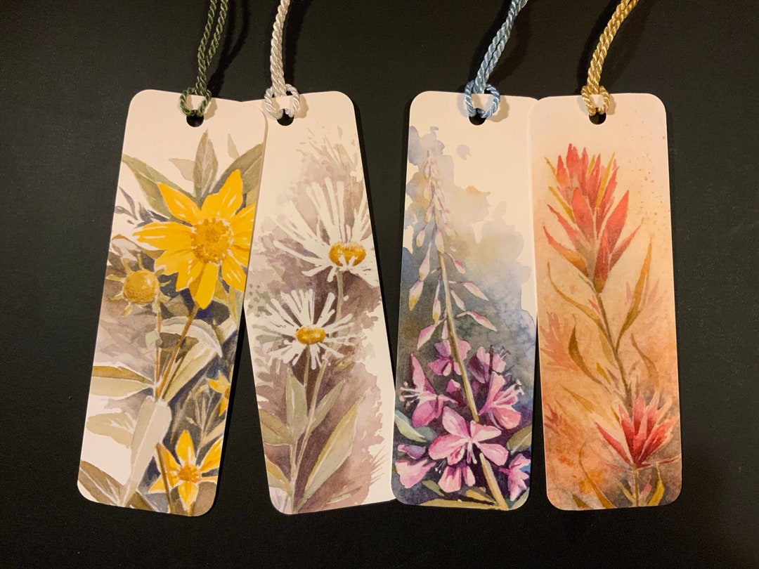 Wildflower Bookmarks Set of 4watercolor Prints - Etsy