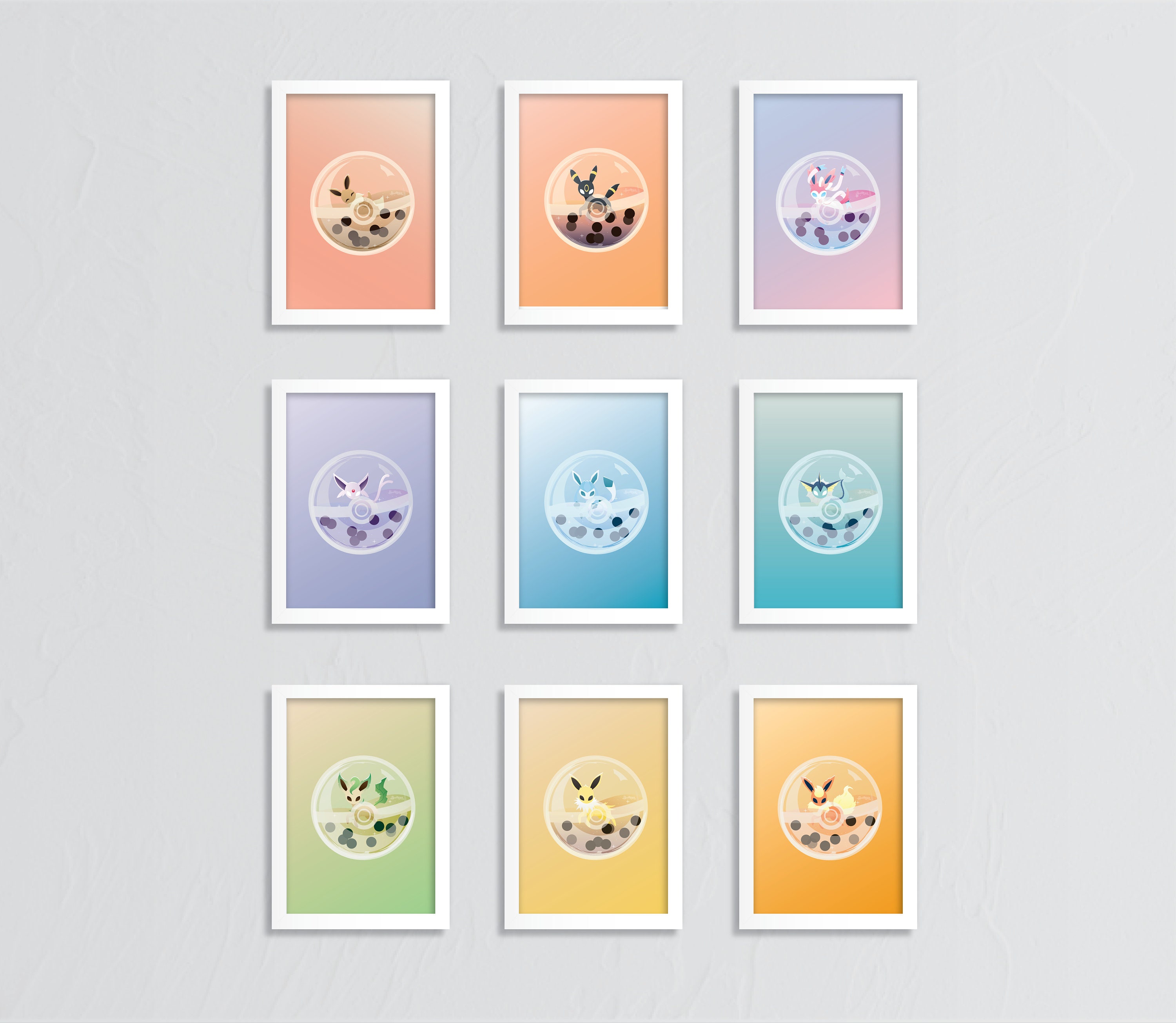 A4 LISTING Eeveelution Poke-boba-ball Prints Eevee | Etsy