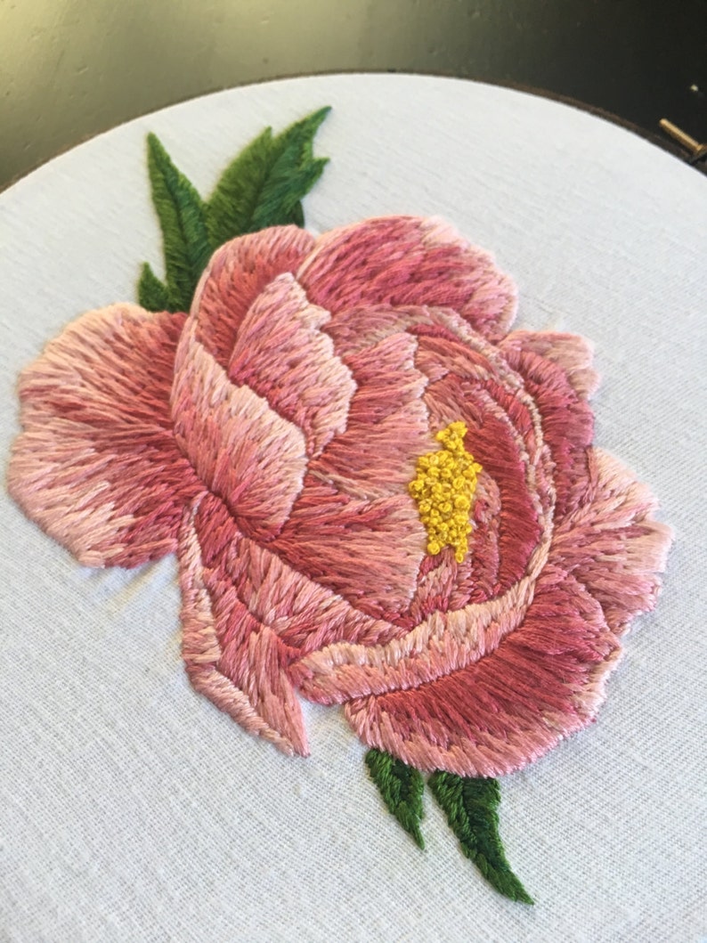 Peony Needlepainted 8" Embroidery Hoop Art - Etsy