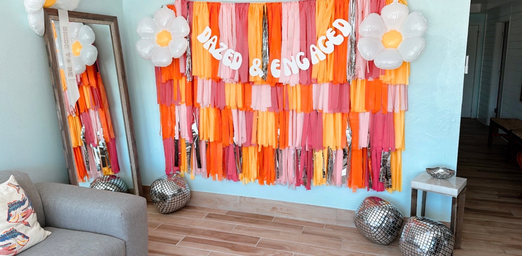 CUSTOM Dazed & Engaged Fringe Backdrop, Siesta Key Bachelorette, Custom ...