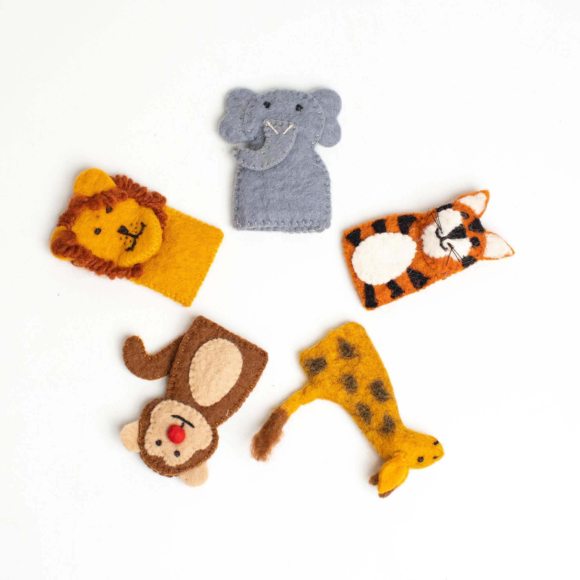 Handmade Felt Jungle Safari Finger Puppet - Lion, Tiger, Monkey ...