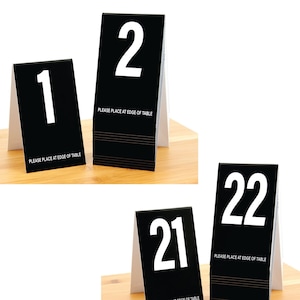 Plastic Table Numbers 1-100, Tent Style Numbers, Yellow W/black Number ...