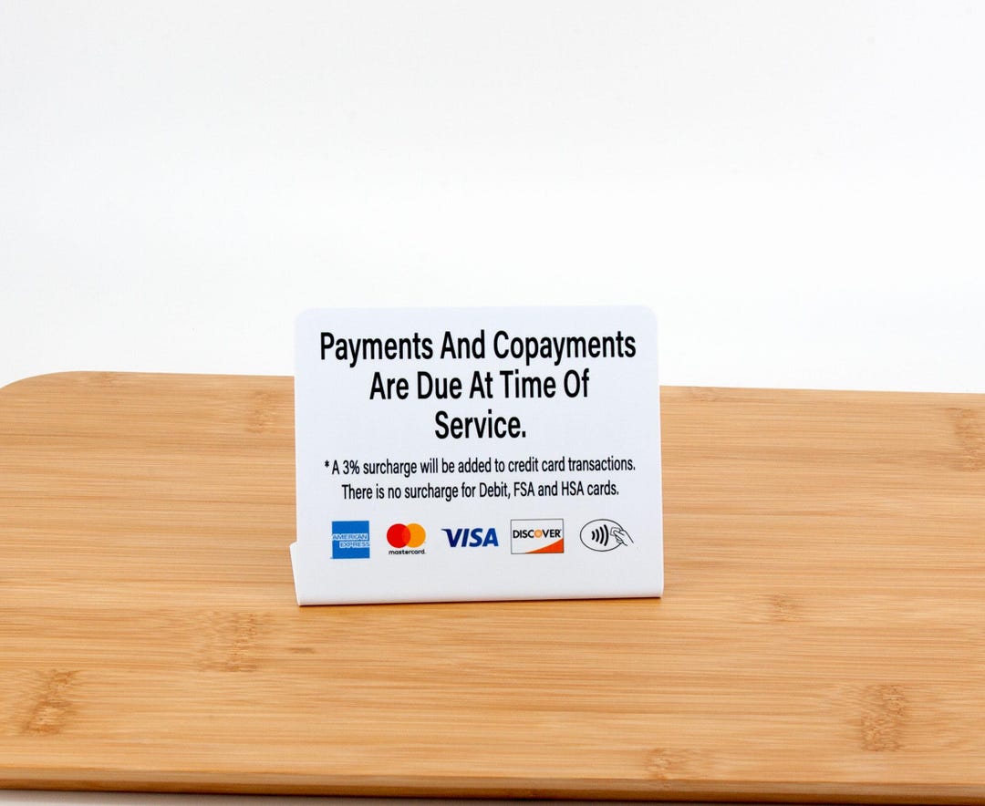 3pk HSA, FSA Payment and Copayment Sign W/ Credit Card Surcharge, L ...