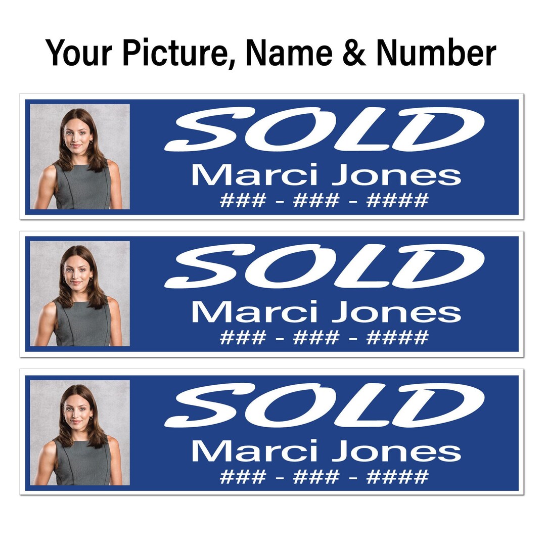 Custom Sign Riders, 9pk, SOLD, Picture, Name and Number, Blue W/ White ...