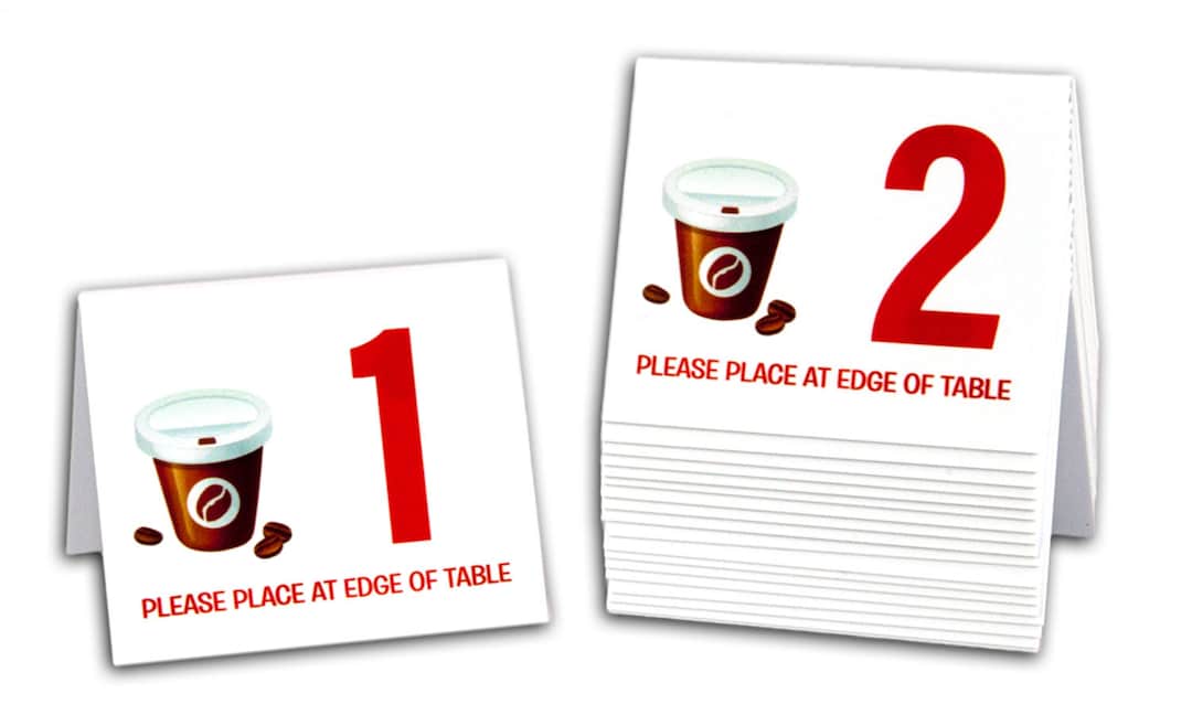 Plastic Table Numbers 1-20, "coffee Bean & Cup" Tent Style Numbers ...