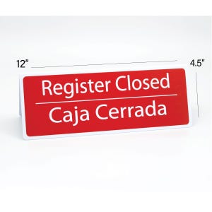 4pk Bilingual Register Closed Signs, Large Checkout Lane, Red W/ White ...