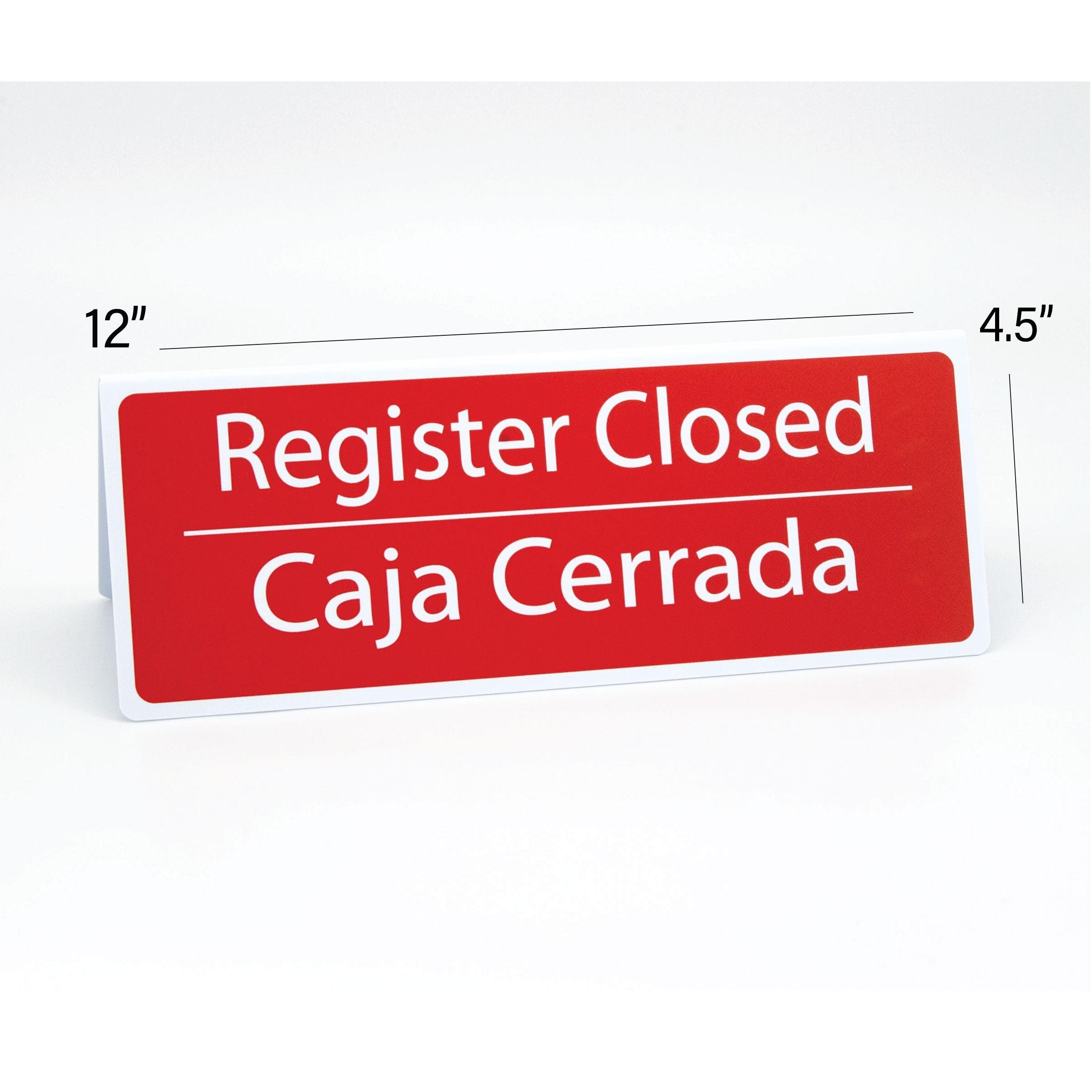 4pk Bilingual Register Closed Signs, Large Checkout Lane, Red W/ White ...