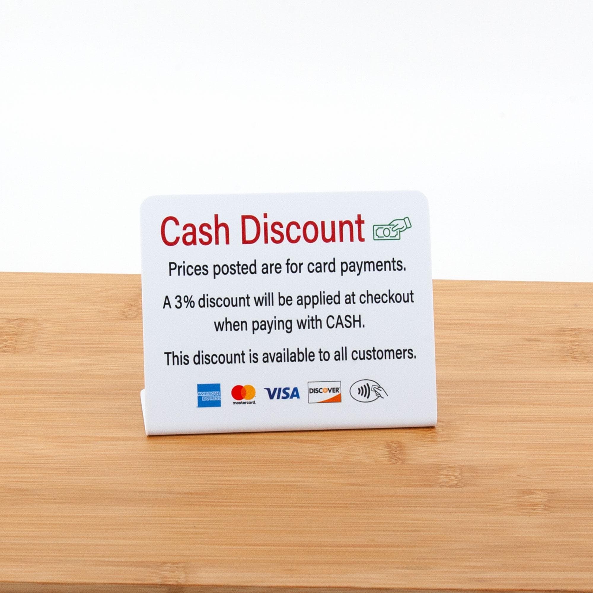 3pk Cash Discount Sign 3 Discount For Cash Payments L Style Counter