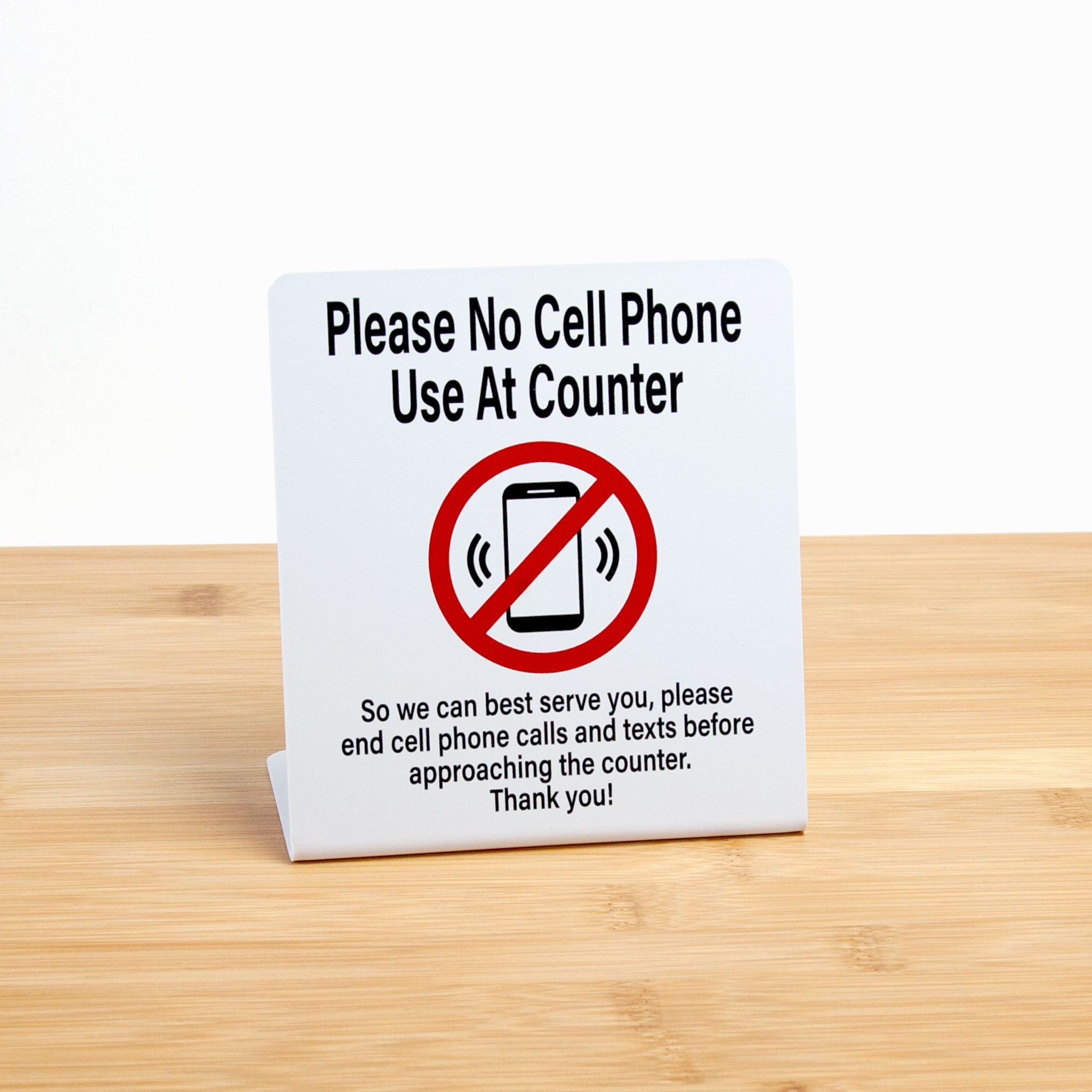 No Cell Phones at Counter, Choose Pack Size, Plastic Counter Sign, Free ...