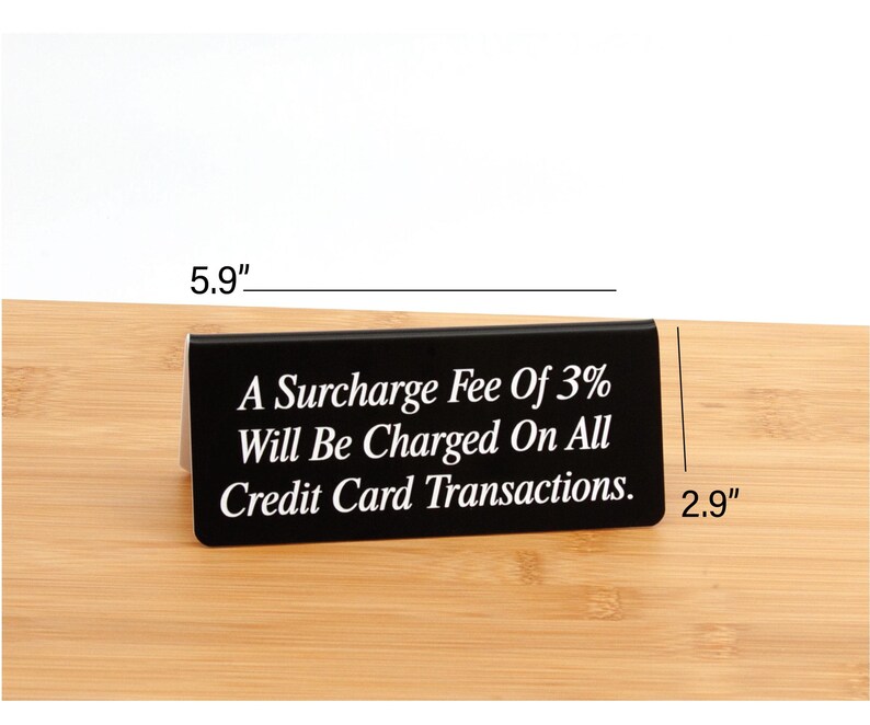 2pk Payment Signs W/ Surcharge Fee, Engraved Tent Style, Free Shipping ...
