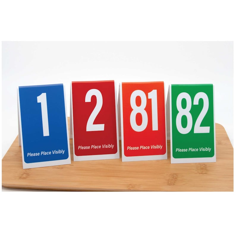 Plastic Table Numbers 1-100, Tent Style, Choose Color W/white Number ...