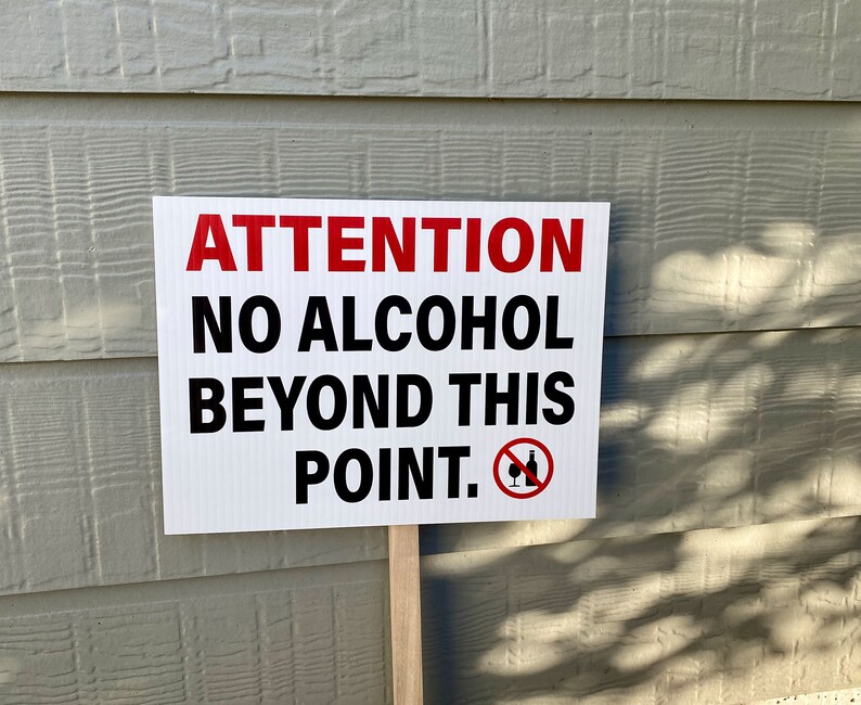 8pk Alcohol Policy Signs, No Alcohol Beyond This Point, Corrugated ...