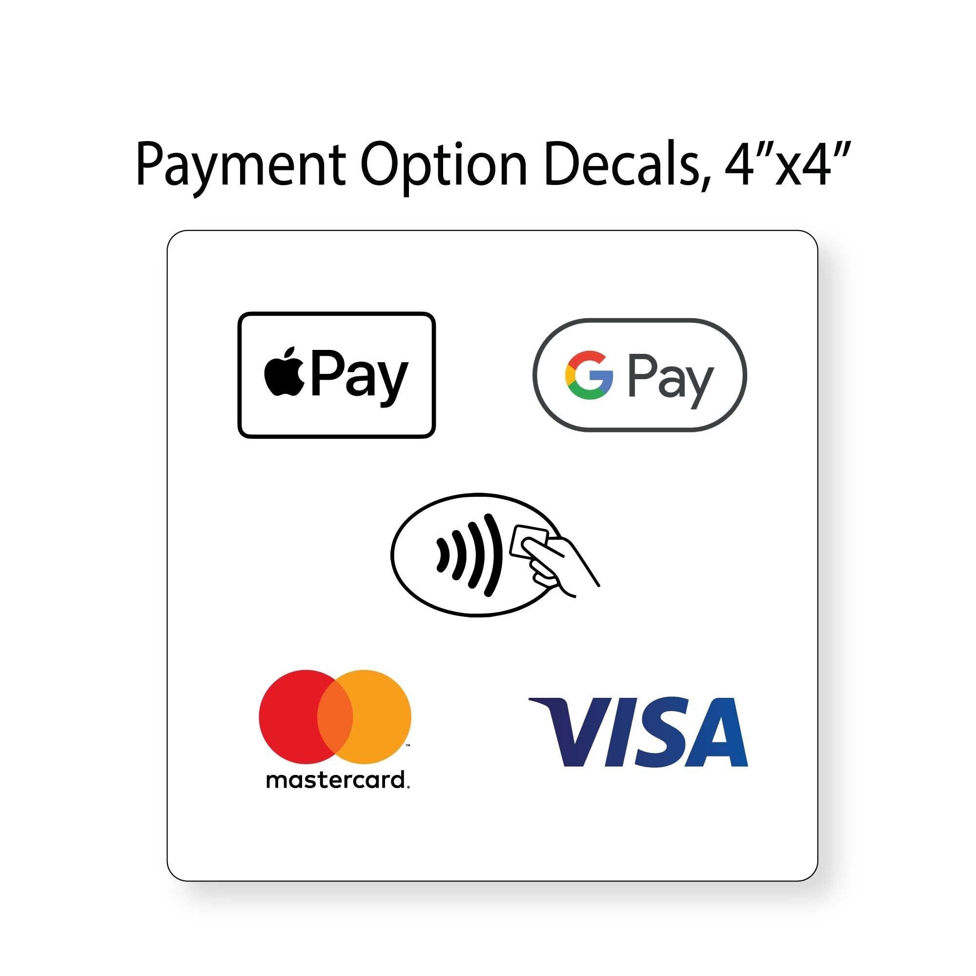 4pk Payment Decals, 4" X 4", Adhesive Backing, Free Shipping - Etsy