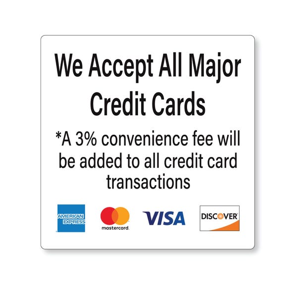 3% Credit Card Fee Sign - Etsy