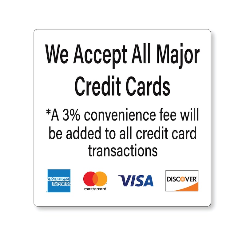 3% Credit Card Fee Sign - Etsy