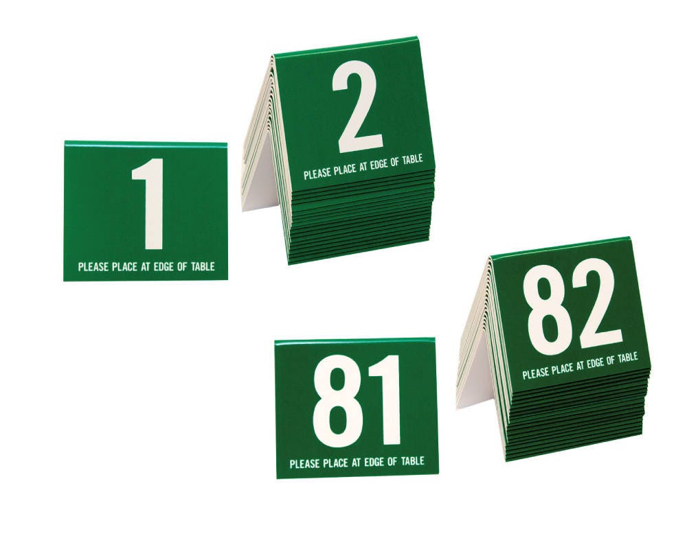 Plastic Table Numbers 1-100, Tent Style Numbers, Various Color Choices ...