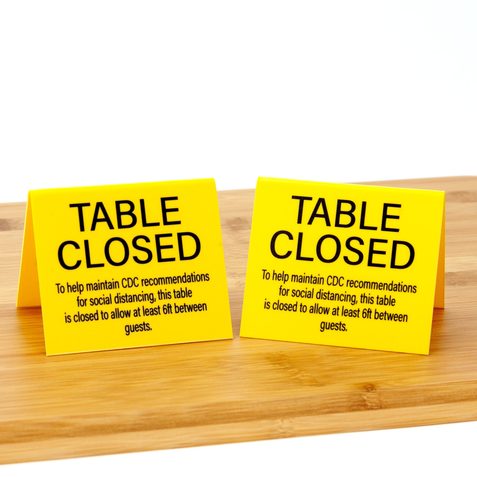 Table Closed Signs Tent Style Plastic Signs Yellow W/ Black - Etsy
