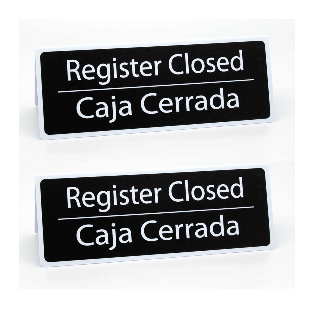 4pk Bilingual Register Closed Signs, Large Checkout Lane, Black W ...