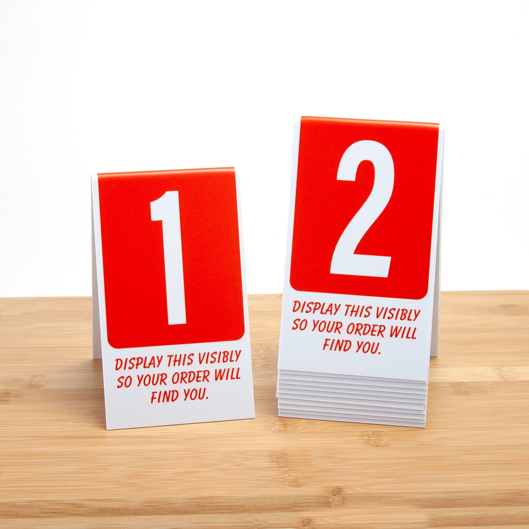 Plastic Table Numbers 1-100, Tent Style, Orange W/ White Numbers, Free ...