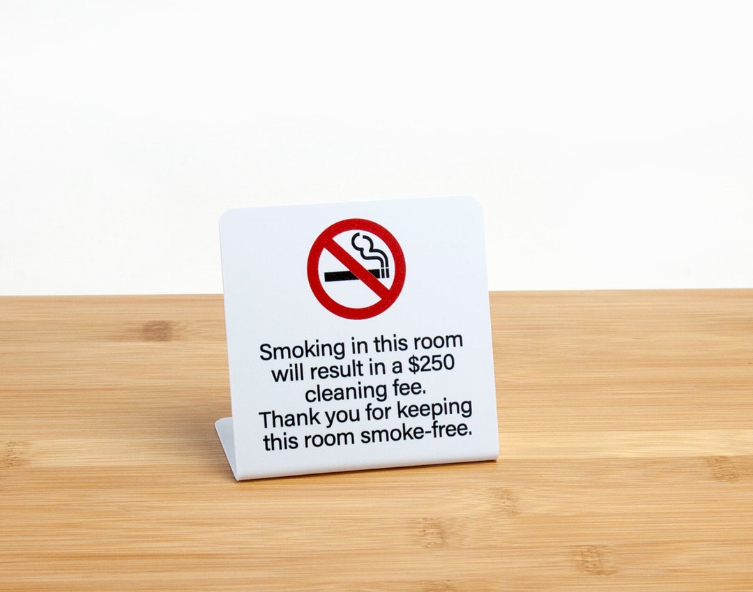 54pk No Smoking Hotel Room Signs W/ Cleaning Fee, Plastic, L Style ...