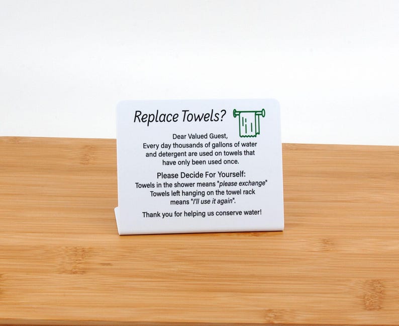 12pk Replace Towels Hotel Room Signs, L Style Counter Sign, Free ...