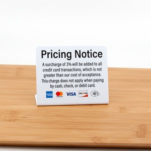 3pk Credit Card Payment Signs - Pricing Notice 3% Surcharge, L Style ...