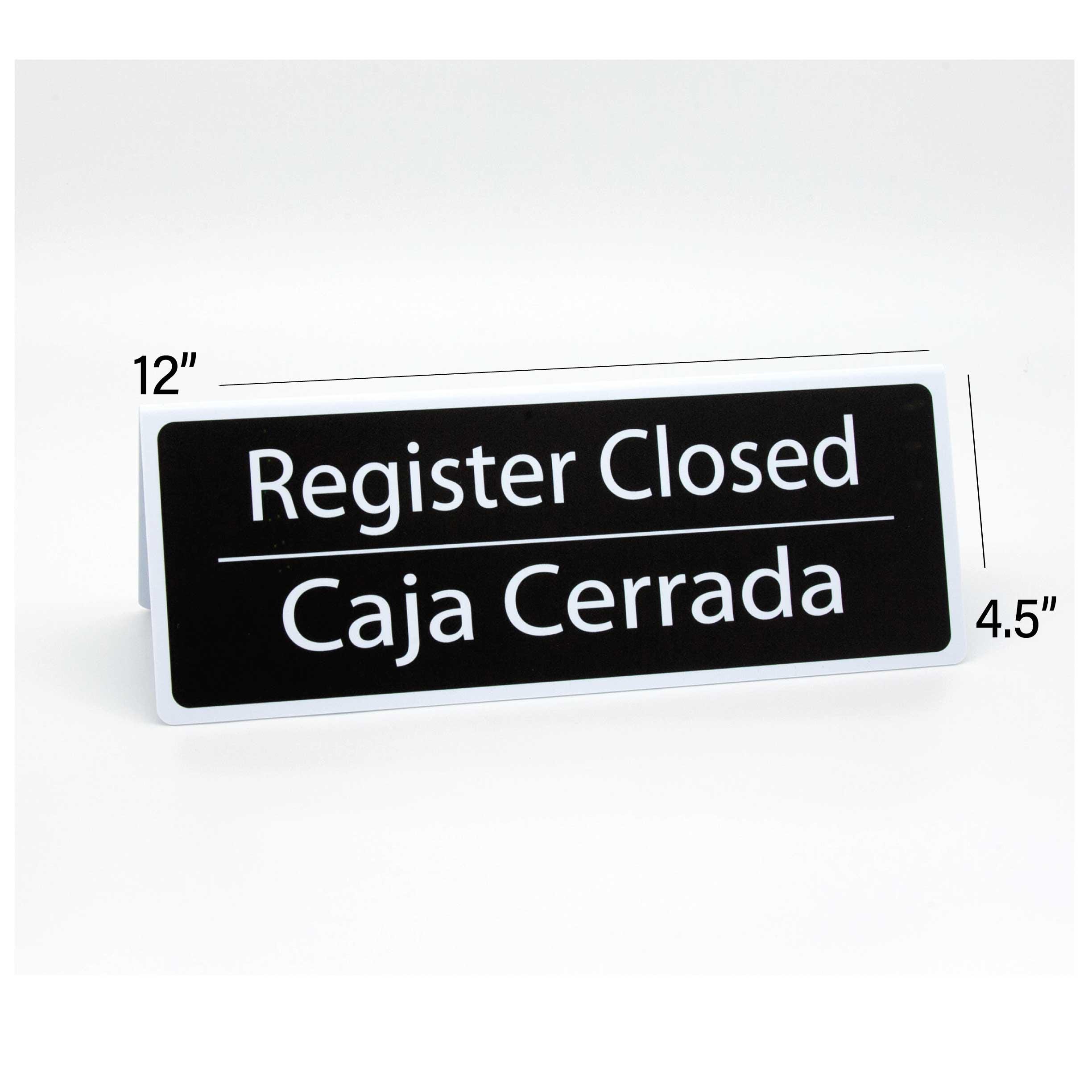4pk Bilingual Register Closed Signs, Large Checkout Lane, Black W ...