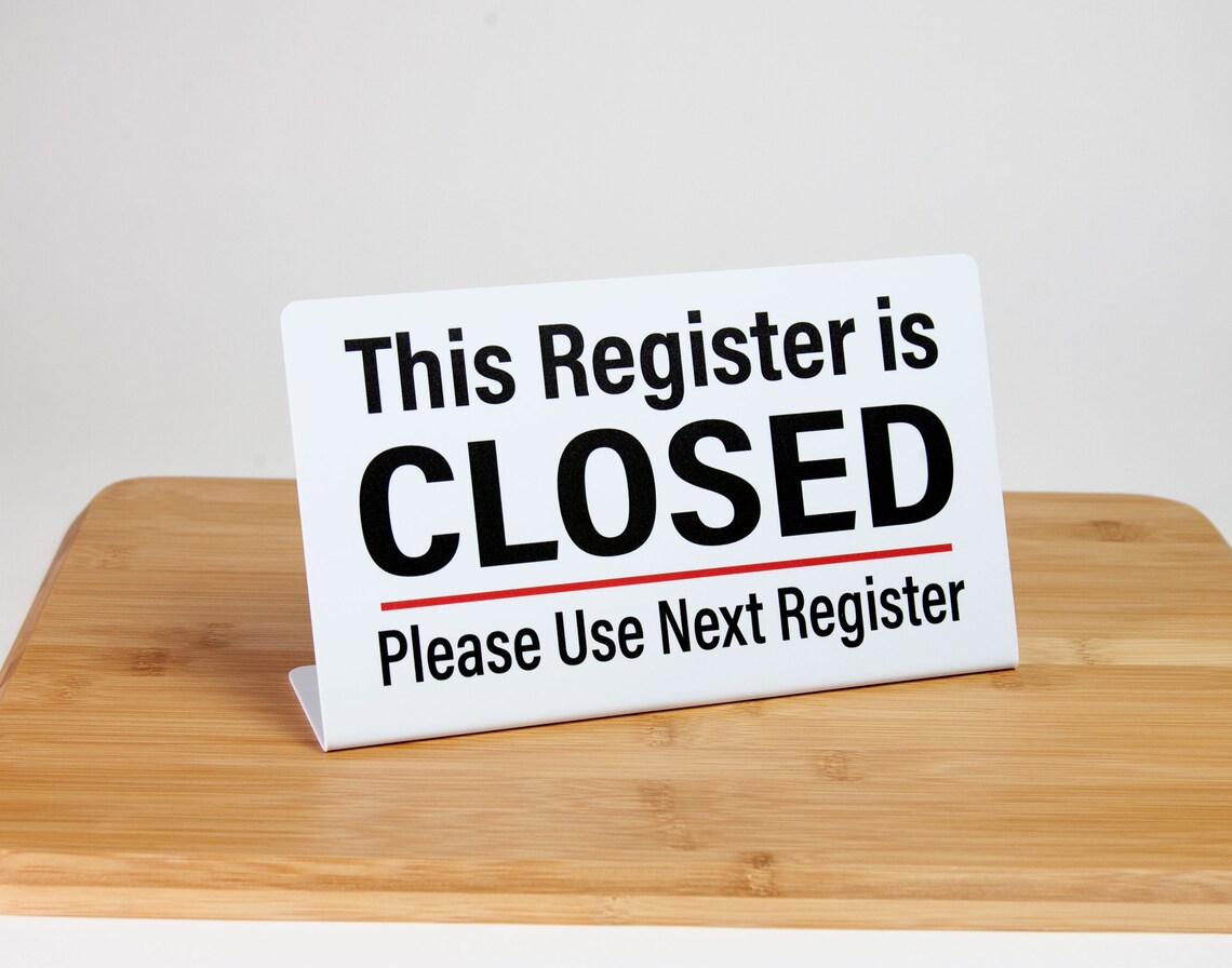3pk Register Closed Signs, L Style Signs, Plastic, Free Shipping - Etsy