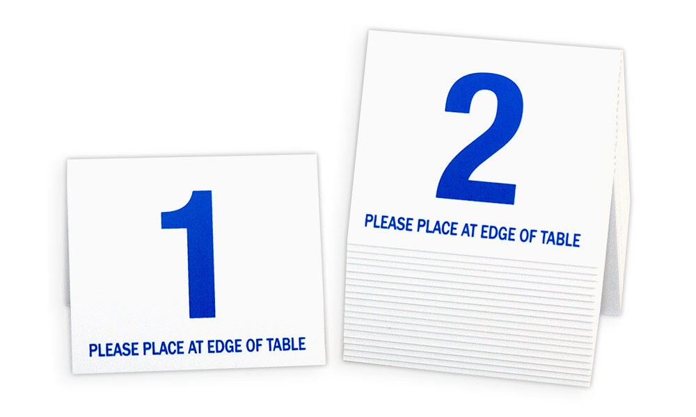 Plastic Table Numbers 1-40, Tent Style Numbers, White W/ Blue Number ...