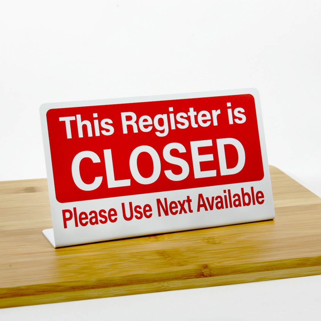 8pk Register Closed Signs, L Style, Red W/ White, Free Shipping ...