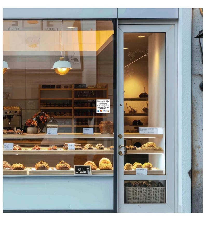 3pk Credit Card Payment Stickers - 3% Surcharge, Adhesive Back, 6"x6 ...