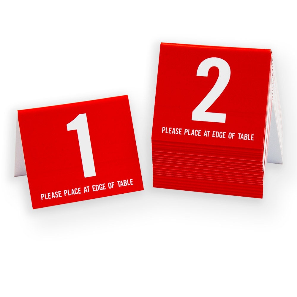 Plastic Table Numbers 1-20, Tent Style Numbers, Various Color Choices W ...