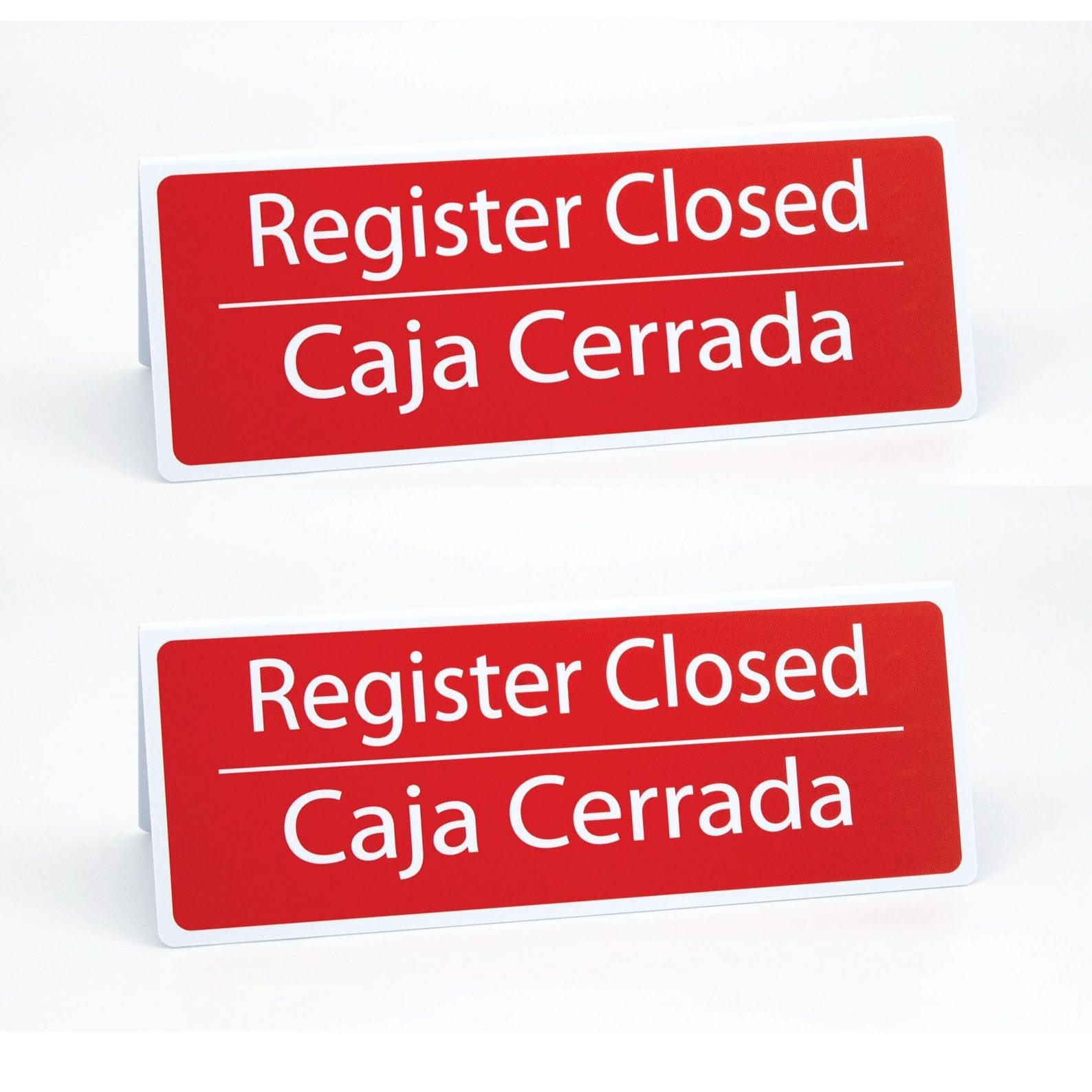 4pk Bilingual Register Closed Signs, Large Checkout Lane, Red W/ White ...