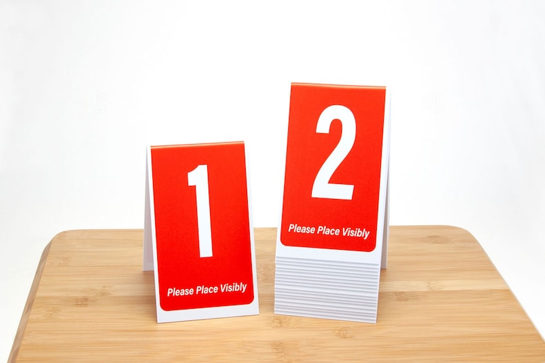 Plastic Table Numbers 1-100, Tent Style, Choose Color W/white Number ...